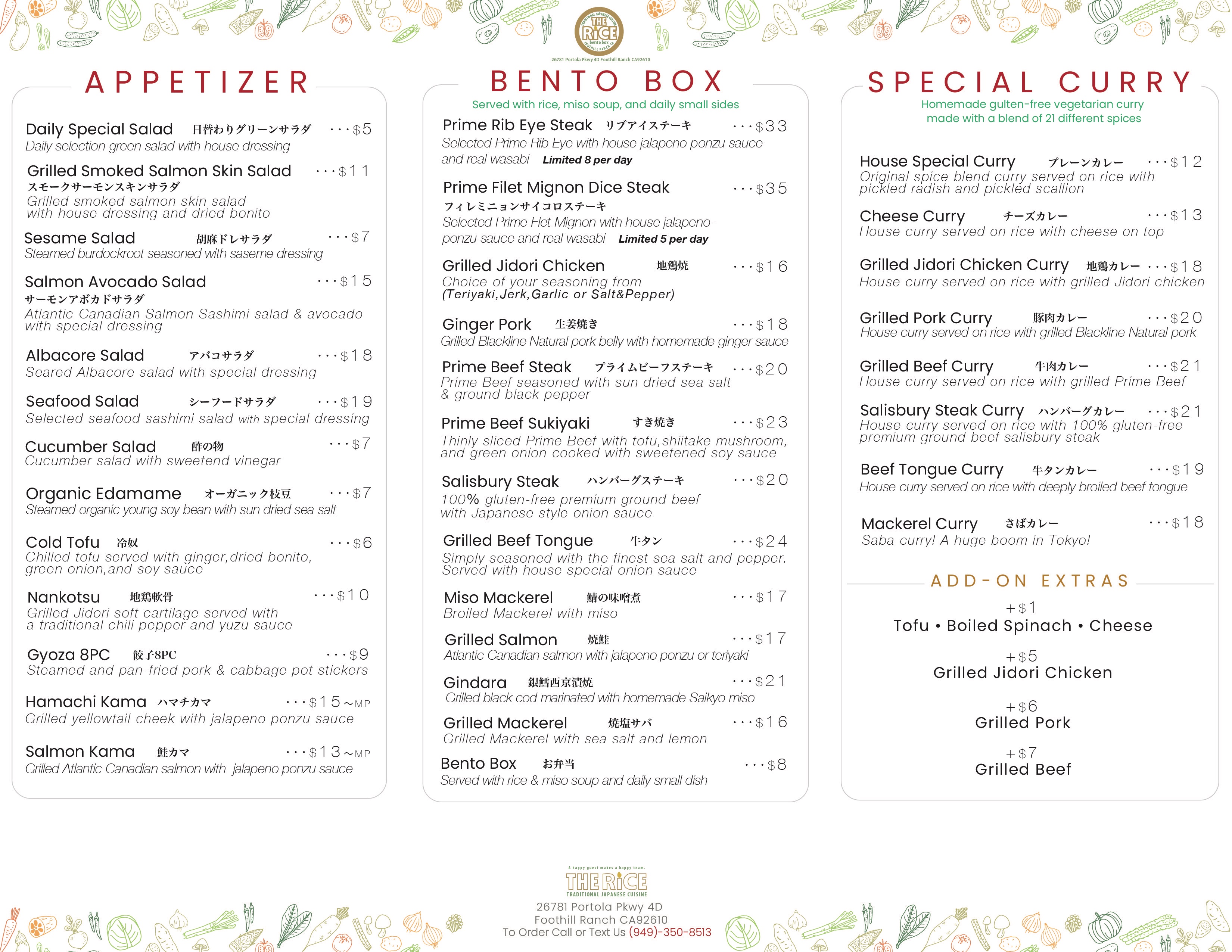 Grand Menu – "THE RiCE" Where Wellness Meets Culinary Elegance.